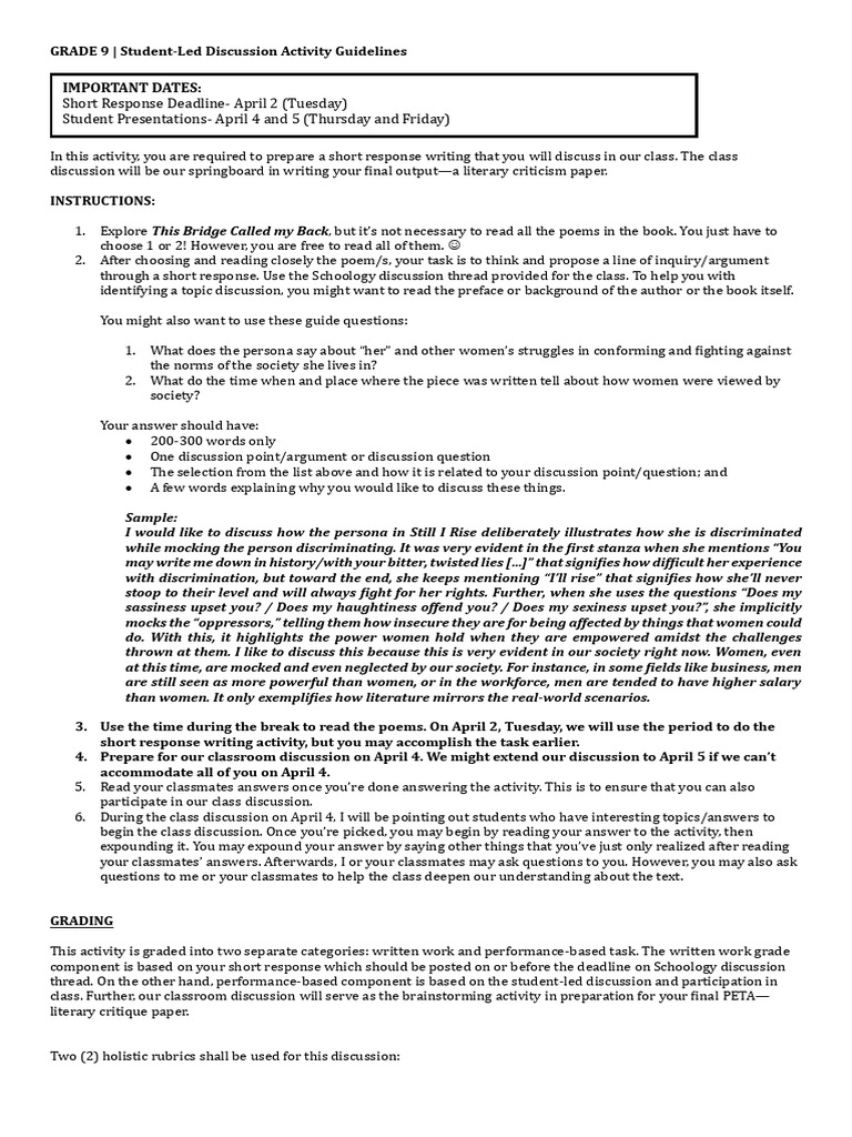 Student-led-discussion_1 | PDF | Critical Thinking | Thought