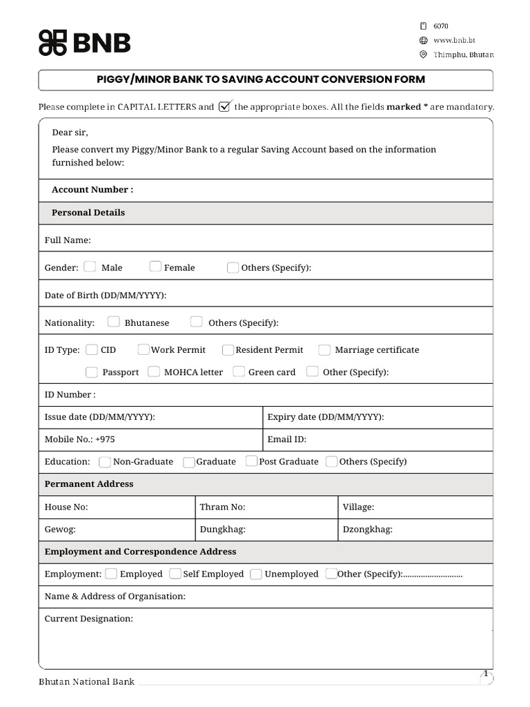 Piggy Bank To SA Conversion Form | PDF | Banks | Http Cookie