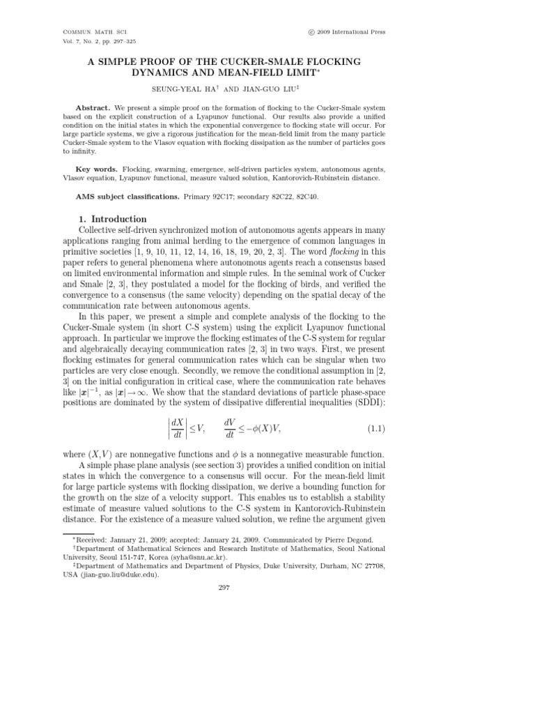 Flocking Dynamics Simplified | PDF | Measure (Mathematics) | Distribution (Mathematics)