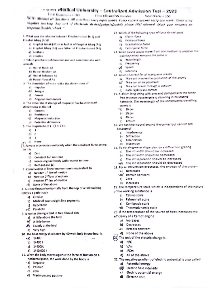 Kmu Cat 2023 Ist | PDF