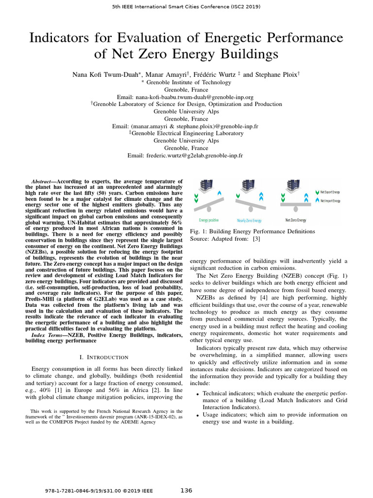 Indicators For Evaluation of Energetic Performance of Net Zero Energy ...