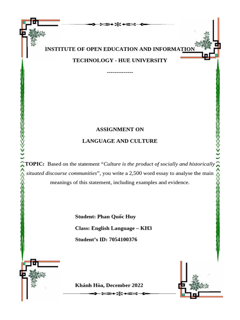 Analyzing Culture and Discourse Communities | PDF | Discourse | Liberal ...