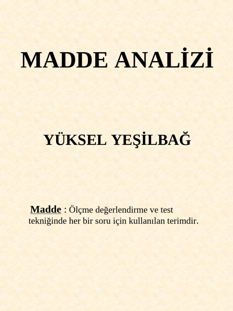 Madde Analizleri1 | PDF