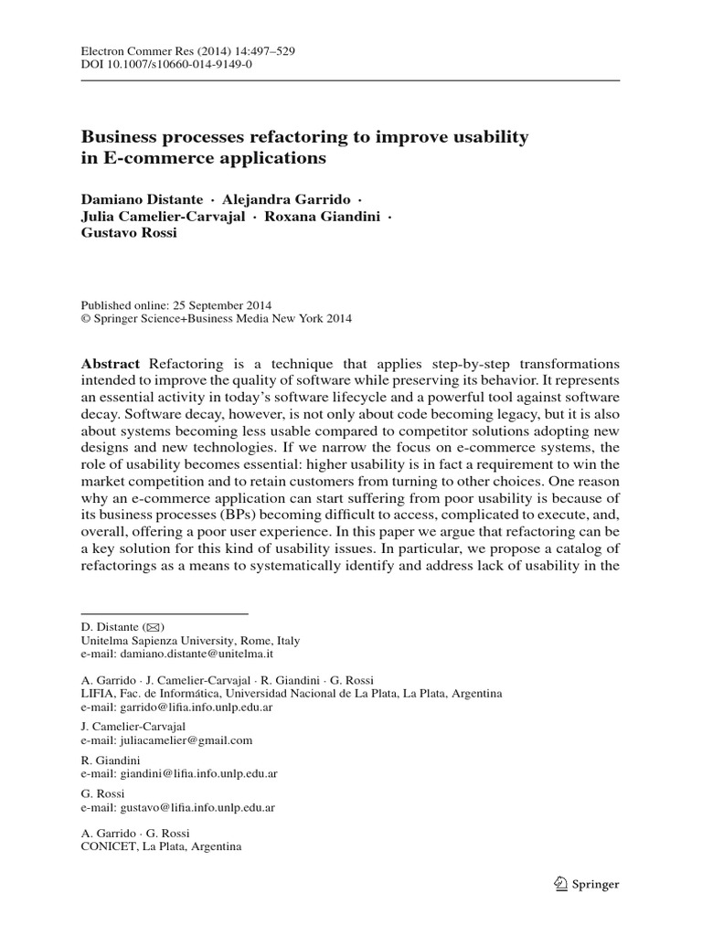 Refactoring Business Processes for E-commerce Usability | PDF | Usability | Business Process