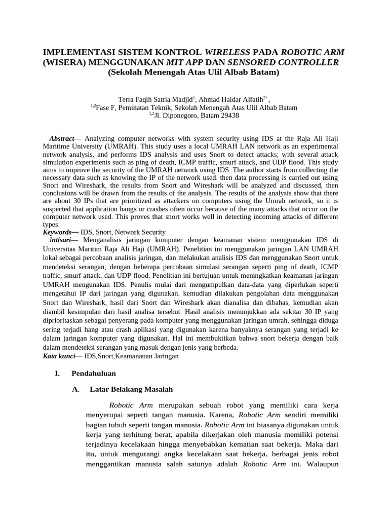 Implementasi Sistem Kontrol Wireless Pada Robotic | PDF