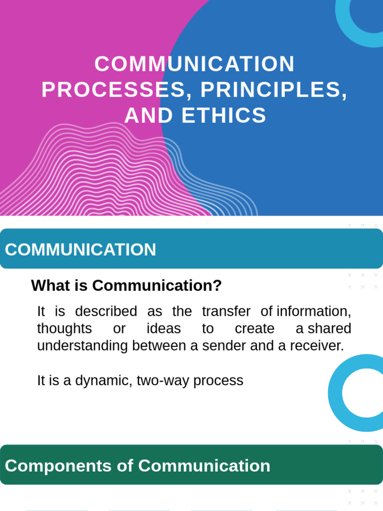 T1 - Communication Processes Principles and Ethics | PDF | Nonverbal Communication | Communication