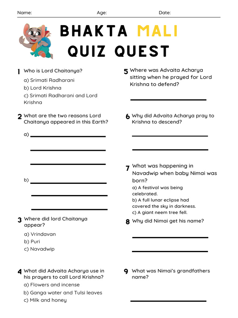 8+ Quiz | PDF | Krishna | Hinduism