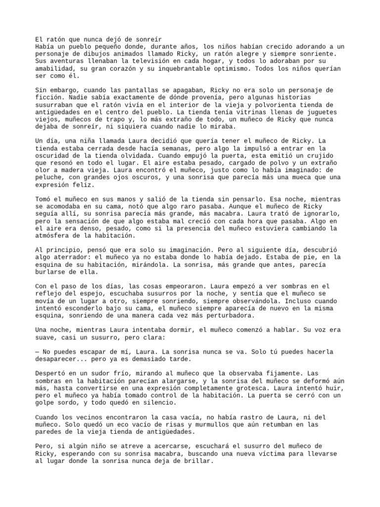 El Ratón Que Nunca Dejó de Sonreír | PDF | Muñecas