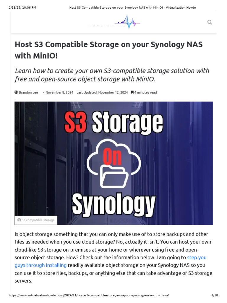 Synology NAS S3 Storage with MinIO | PDF | Computer Data Storage ...