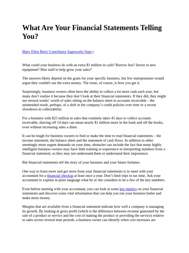 Unlocking Insights from Financial Statements | PDF | Economics ...