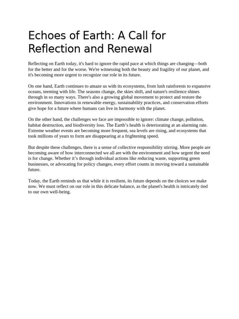 Echoes of Earth - A Call For Reflection and Renewal | PDF