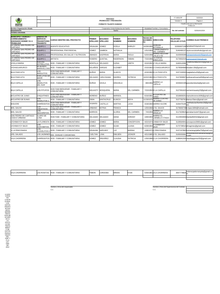 Base de Datos Coopumnar Modalidad HCB | PDF