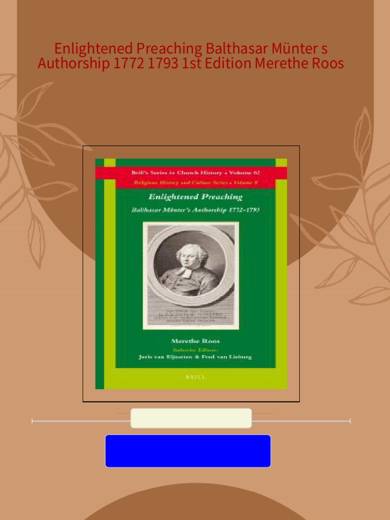 (FREE PDF SAMPLE) Enlightened Preaching Balthasar Münter S Authorship ...