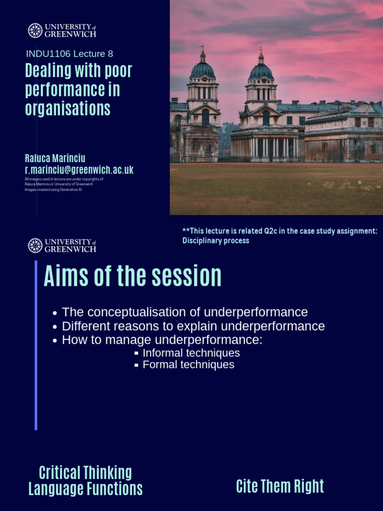 Lecture 8 - Dealing With Poor Performance in Organisations | PDF ...