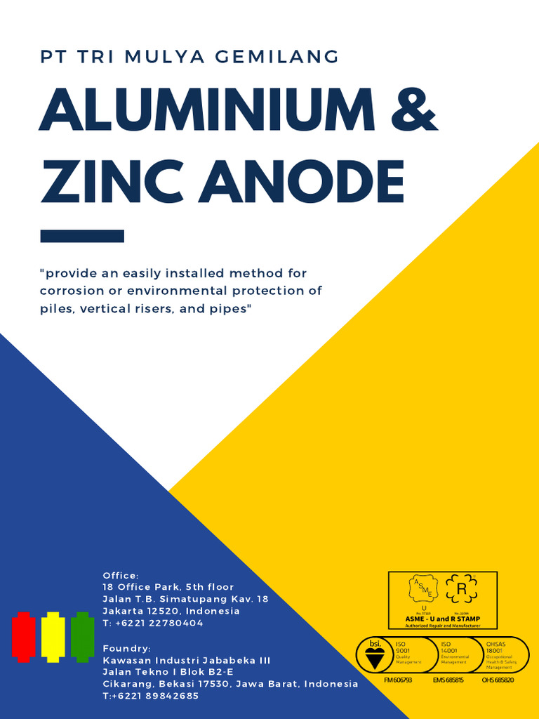 Al & Zn Anode Brochure | PDF | Anode | Corrosion