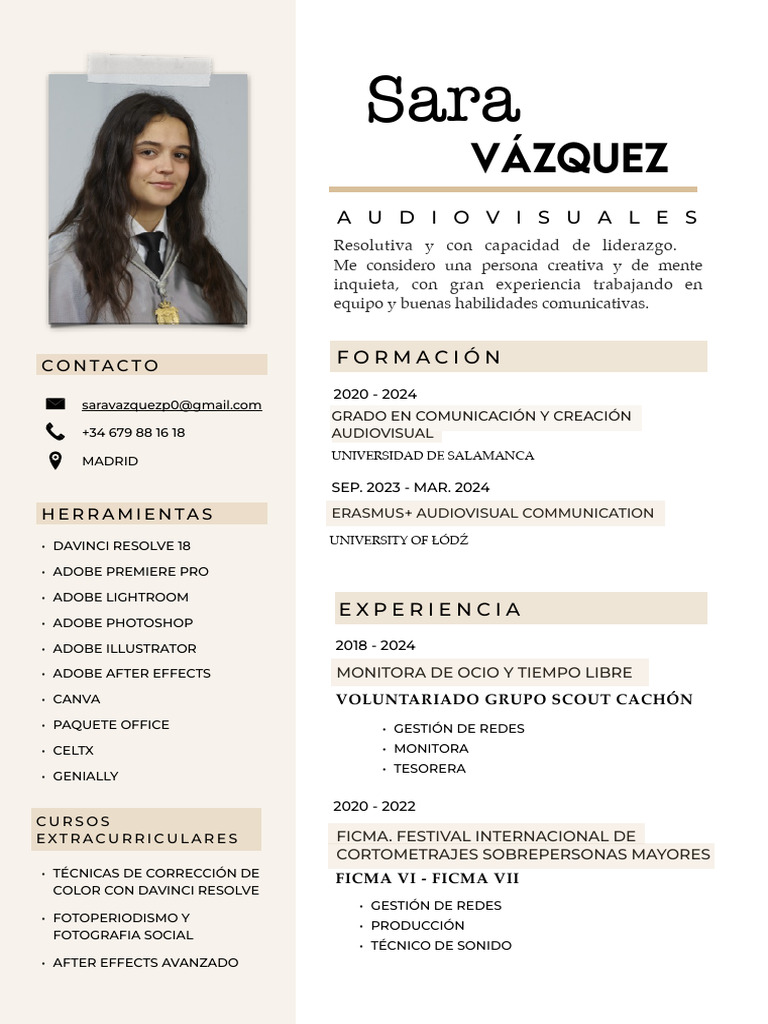 CV Sara Vazquez | PDF | Adobe Creative Suite | Software de Adobe