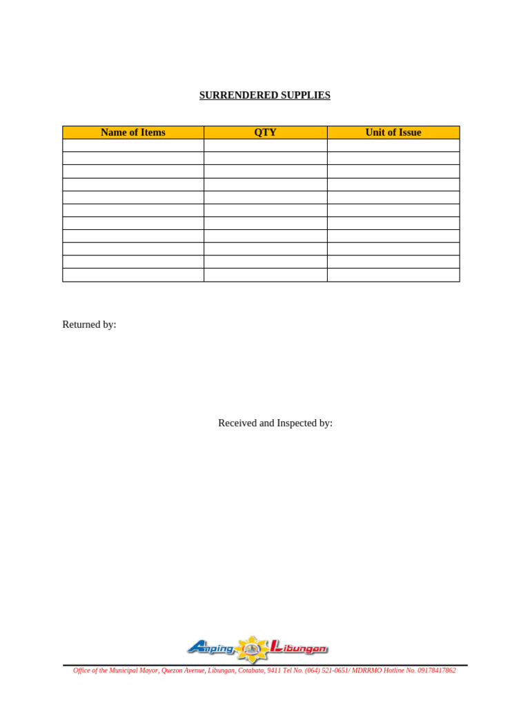 Surrendered Supplies | PDF