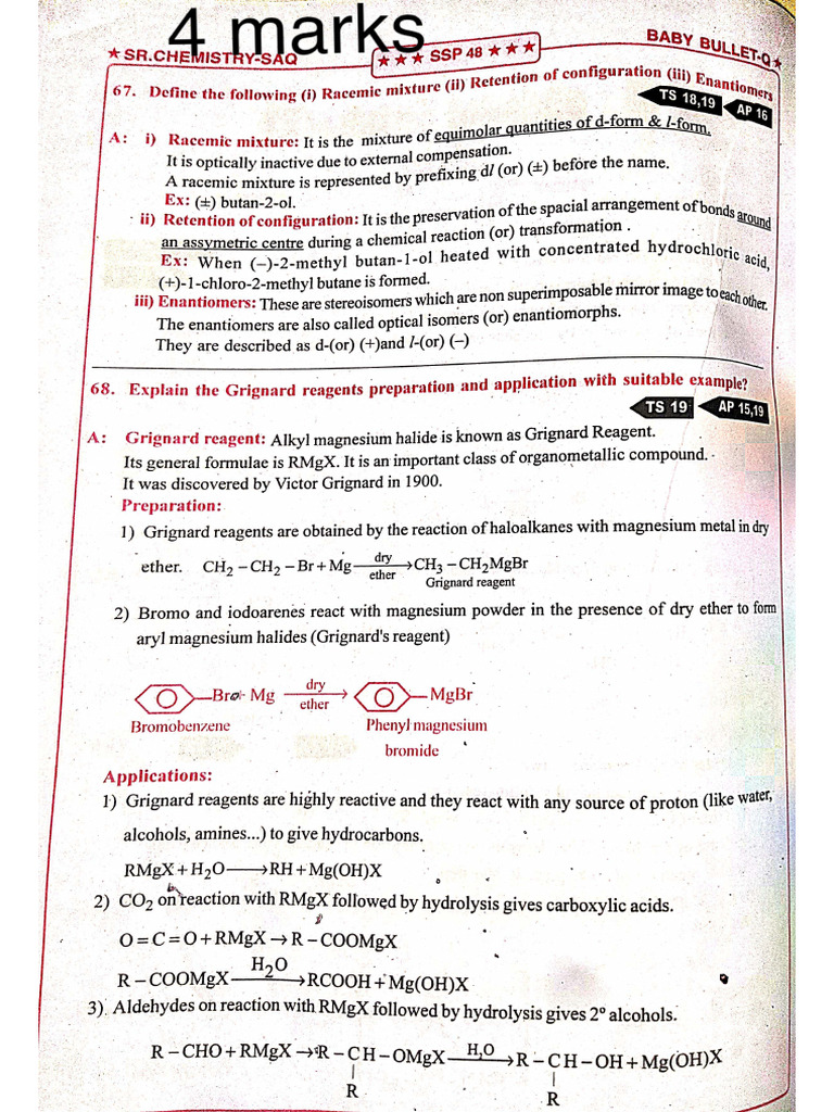 Chemistry SAQ | PDF