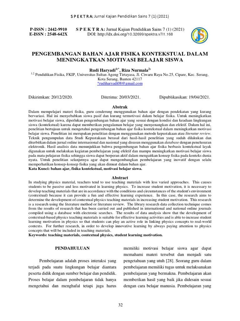 Pengembangan Bahan Ajar Fisika Kontekstu | PDF