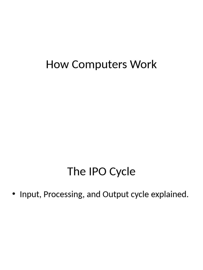 Computer Basics: IPO, CPU, Networking | PDF