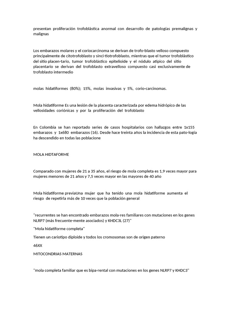 Mola Hidatiforme: Diagnóstico y Tratamiento | PDF | El embarazo ...