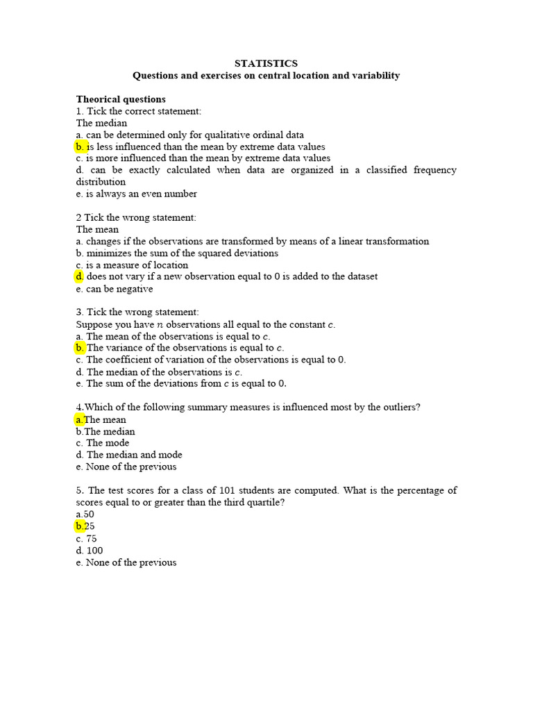SOLUTIONS - Central Location and Variability - Questions and Exercises ...