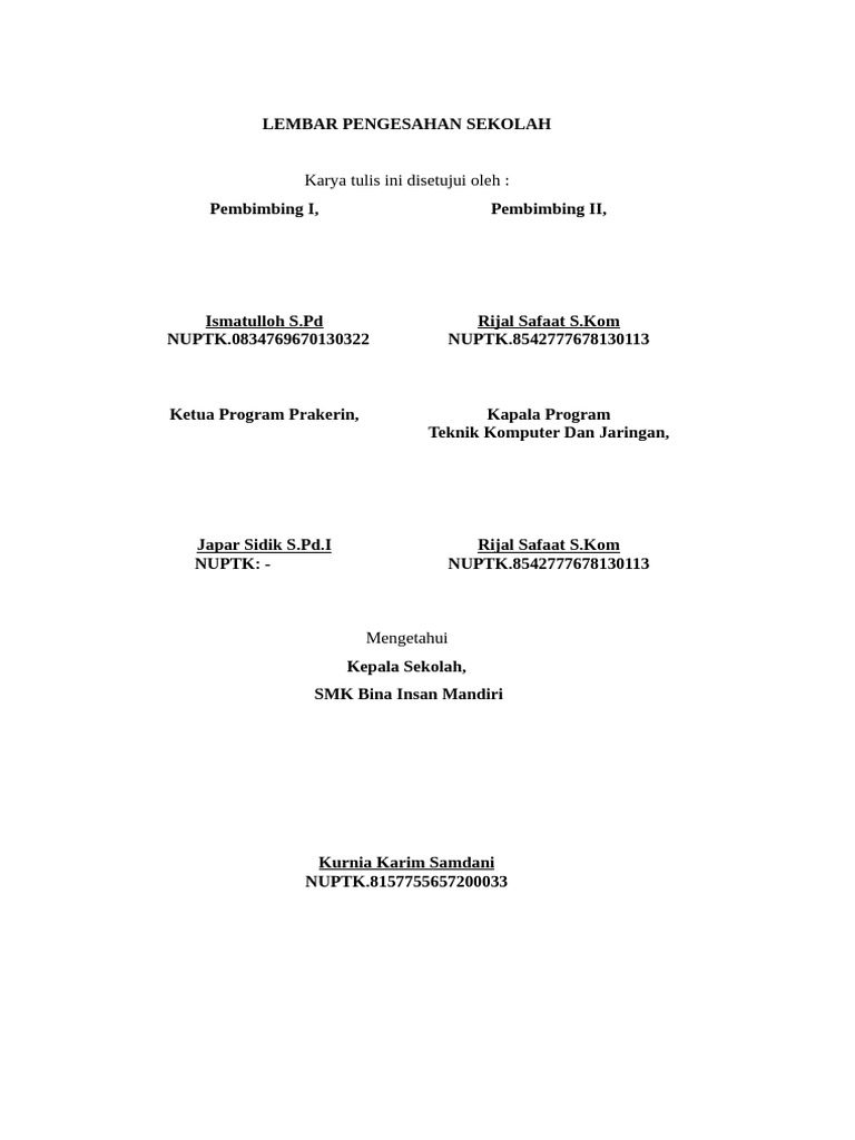 Lembar Pengesahan Industri | PDF