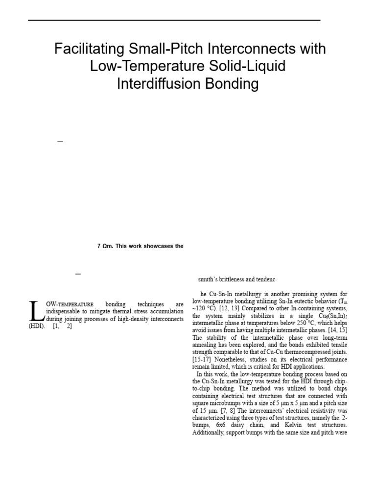 Facilitating Small-Pitch Interconnects With Low-Temperature Solid-Liquid Interdiffusion Bonding ...