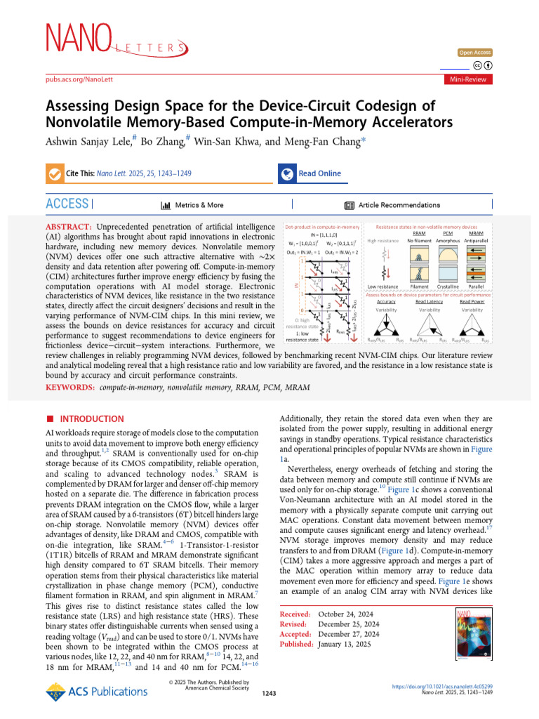 Assessing Design Space For The Device Circuit Codesign Of Nonvolatile Memory Based Compute In
