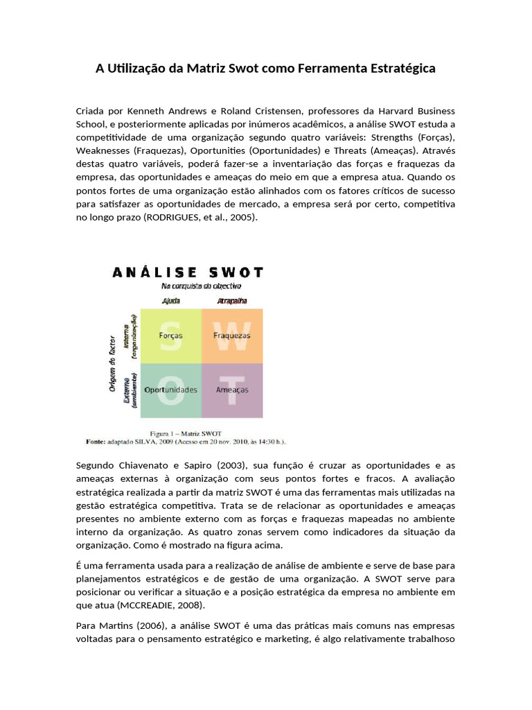 Análise SWOT: Ferramenta Estratégica Essencial | PDF | Análise SWOT ...