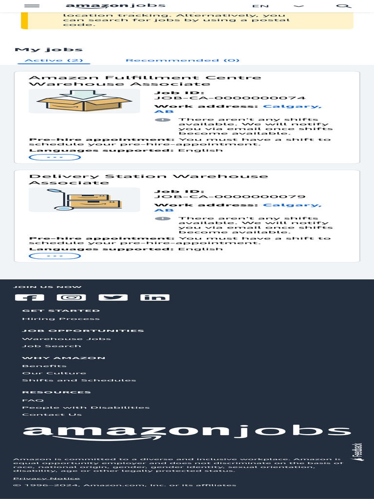 Amazon Job Opportunities and Status | PDF