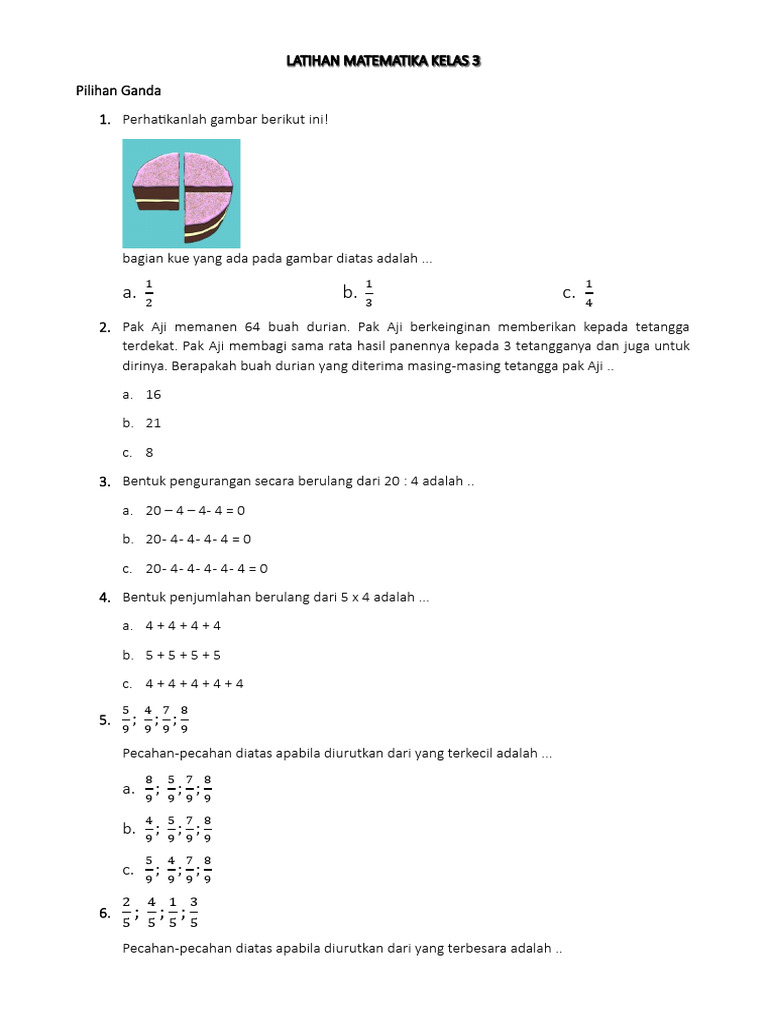 Asts Ii Matematika Kelas 3 | PDF