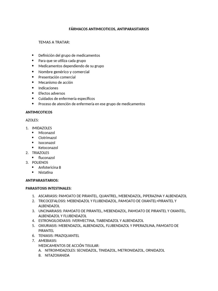 Farmacos Antimicoticos y Antiparasitarios | PDF