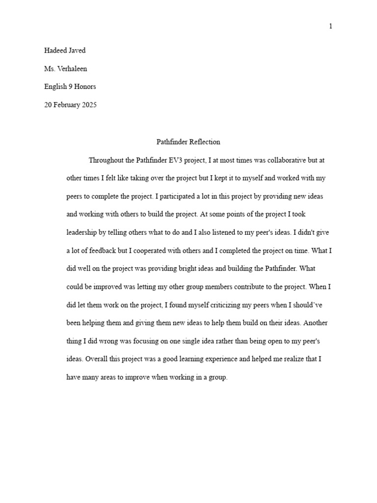 Pathfinder Reflection | PDF