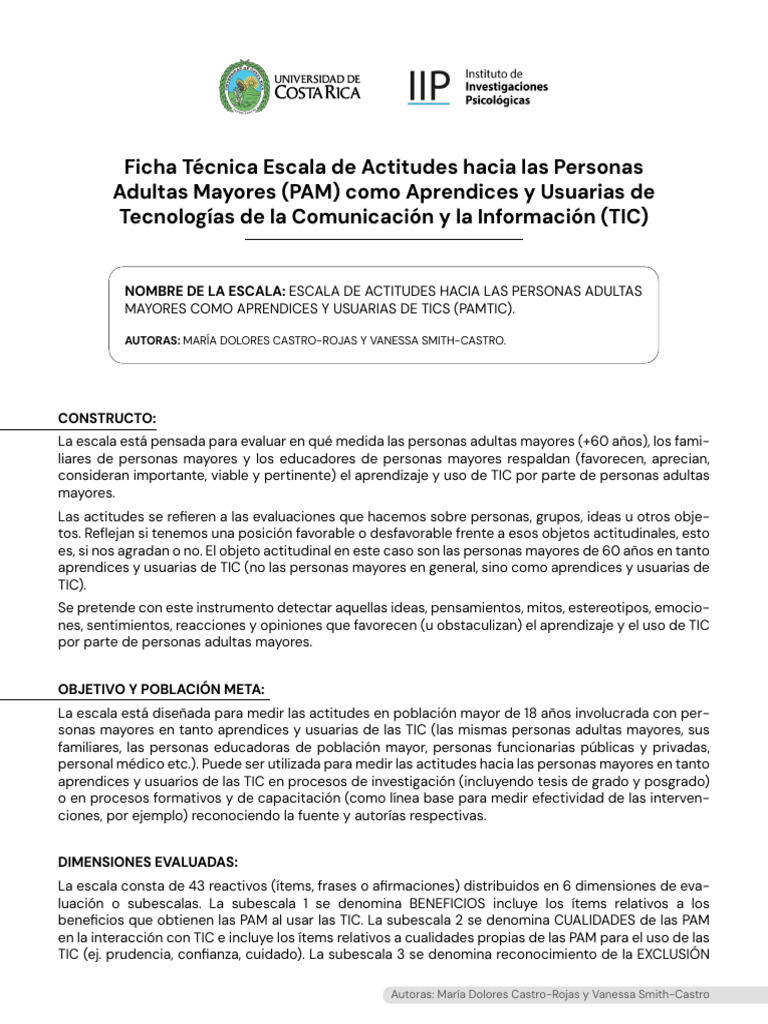 Ficha Tecnica Escala PAMTIC | PDF
