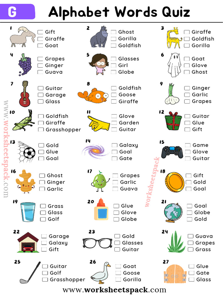 Alphabet-Words-Picture-Quiz-2 | PDF