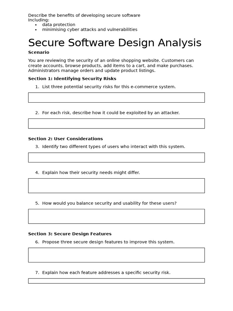 Secure Software Architecture Analysis Worksheet | PDF