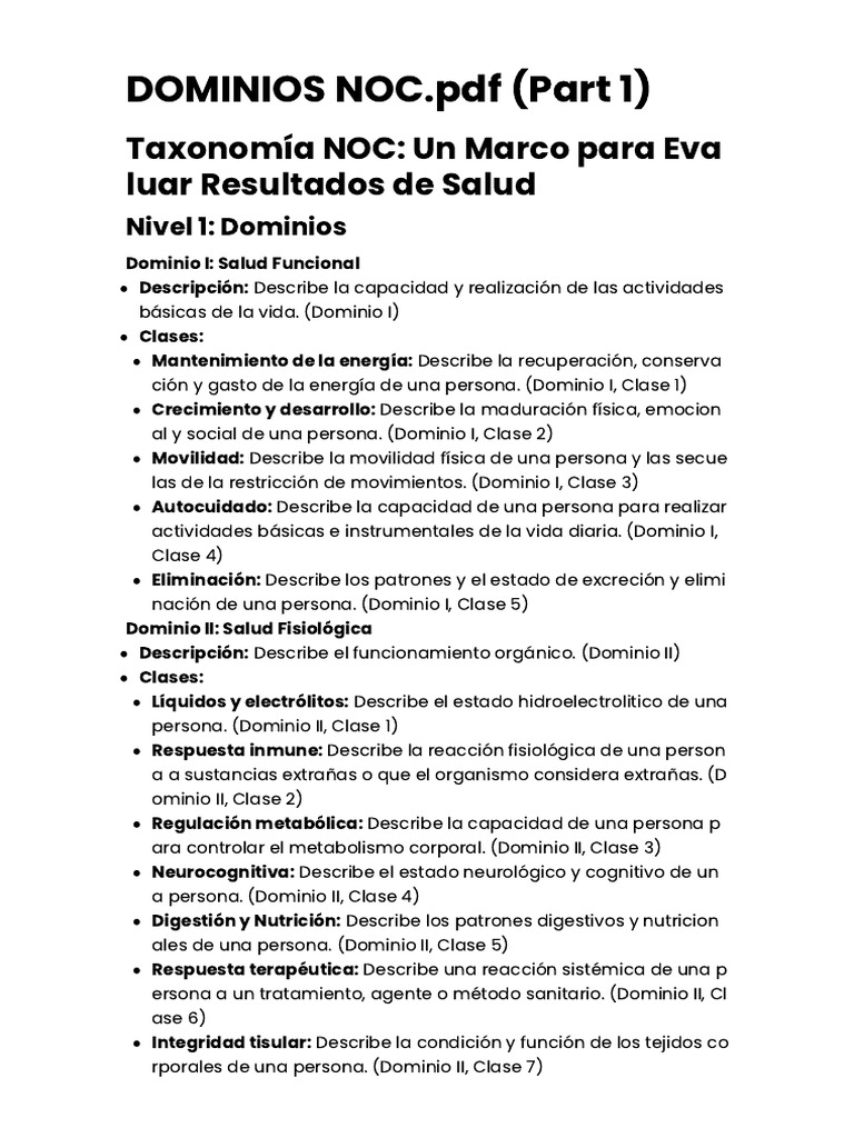 Dominios NOC: Clasificación y Descripción | PDF | Comportamiento ...