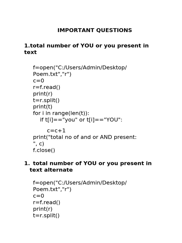 File Handling Text File Questions | PDF | Text File | Computer File Formats