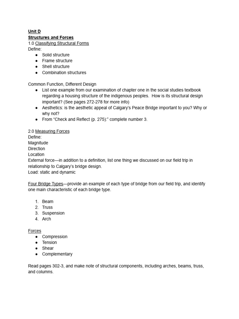 Structures and Forces Handout | PDF