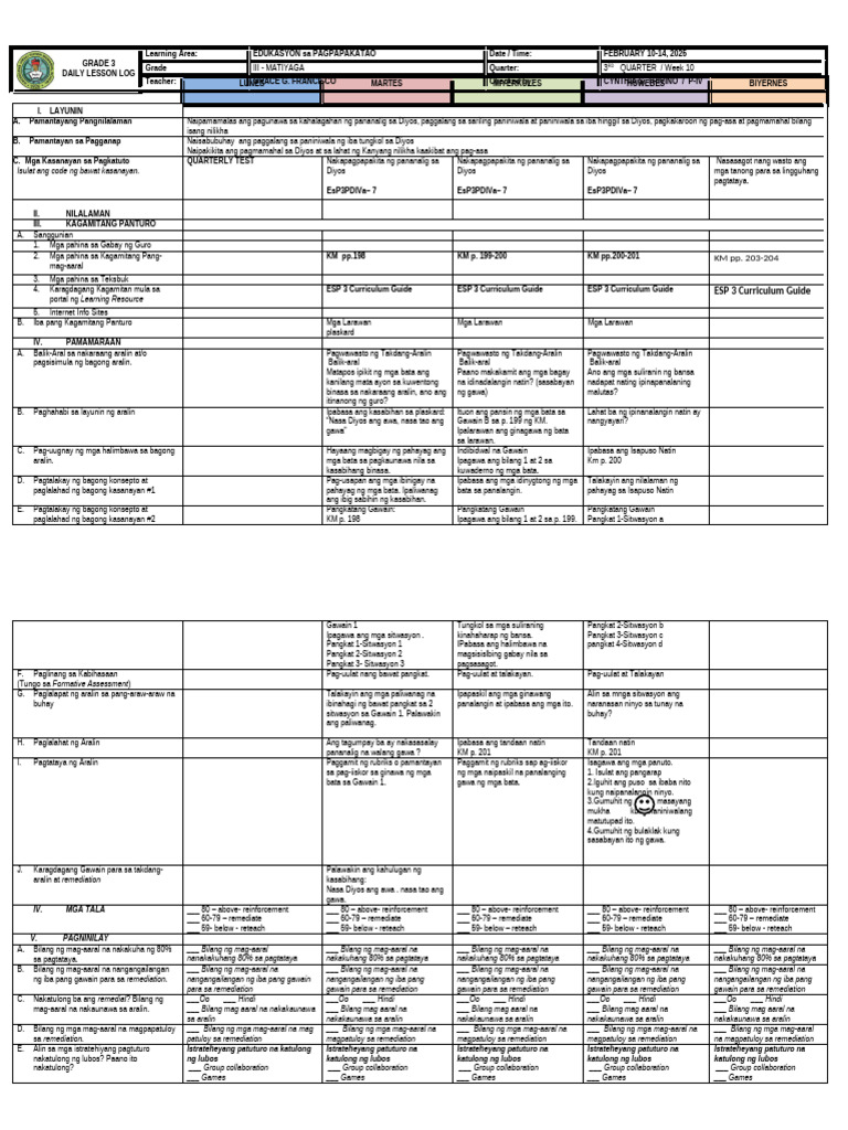 COMPLETE DLL Q4 WK 1 Feb. 10 14 2025 GR 3 Matiyaga | PDF