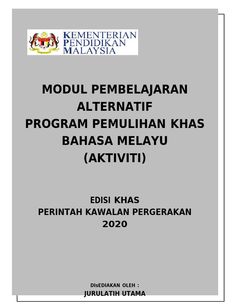 Buku Aktiviti Literasi Pemulihan PKP JPNT | PDF
