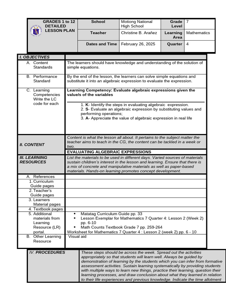 DLP-ALGEBRA | PDF | Mathematics | Learning