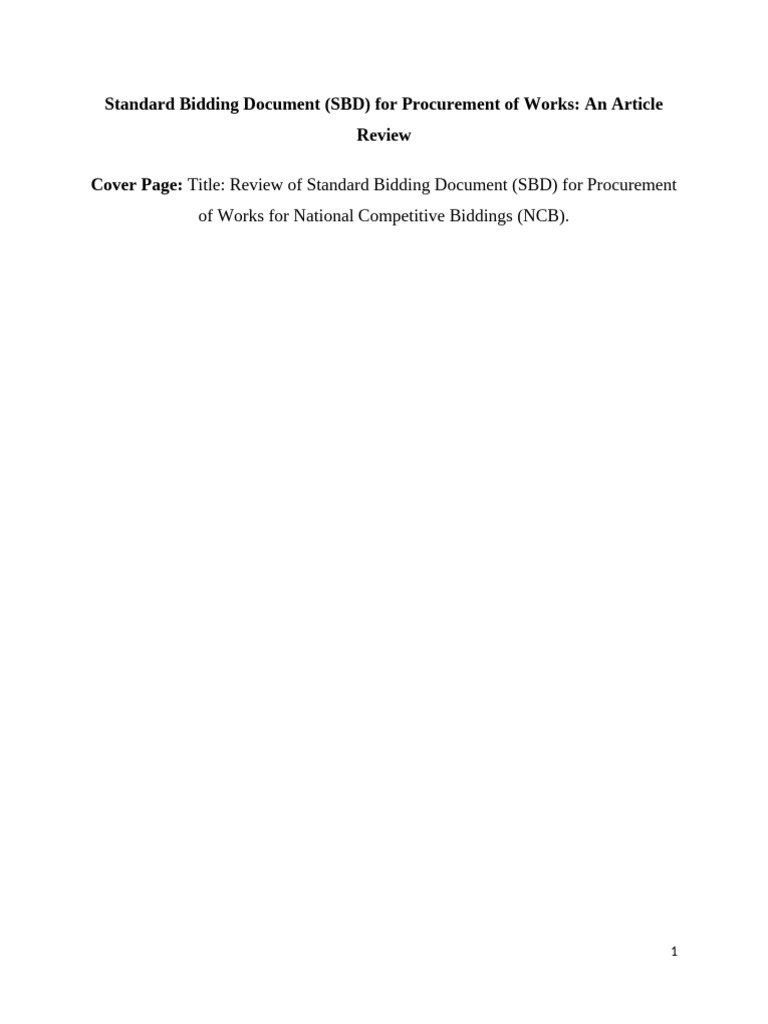 Standard Bidding Document | PDF | Evaluation | Procurement