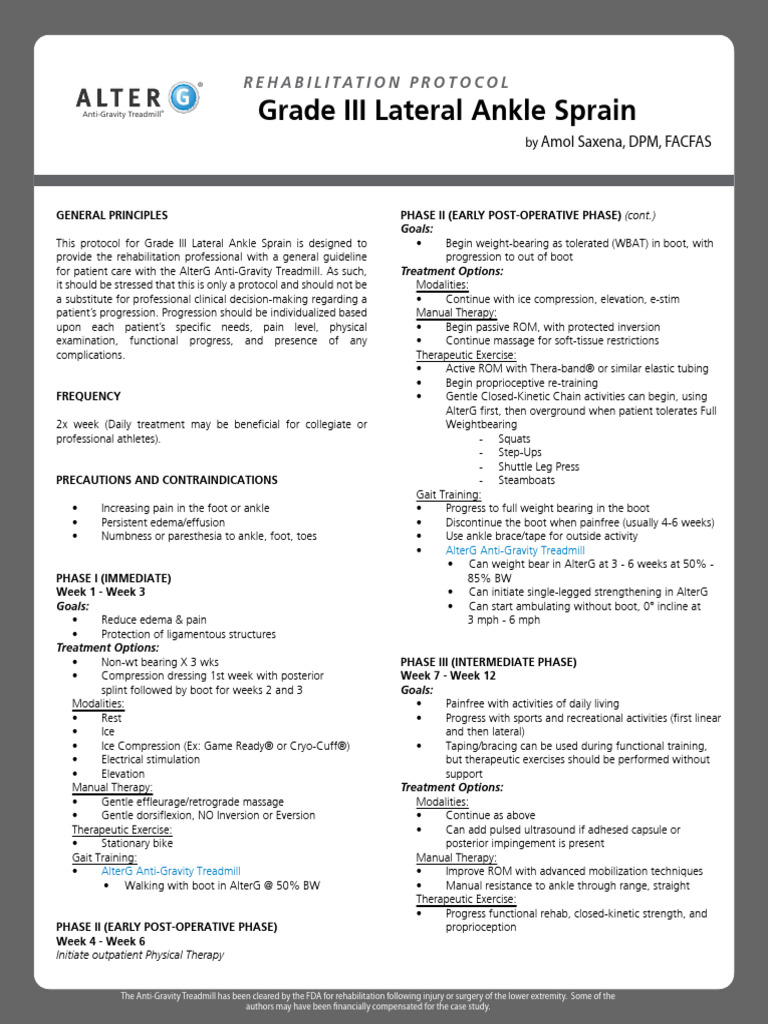 Grade III Lateral Ankle Sprain | PDF | Physical Therapy | Ankle