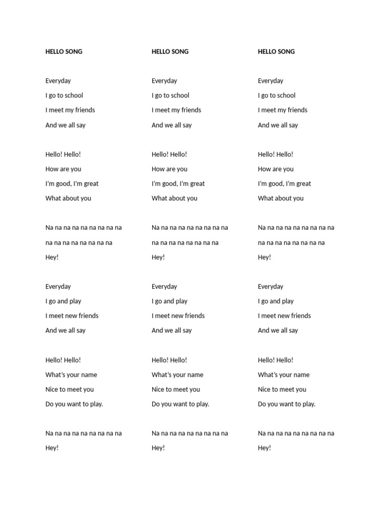 Hello Song | PDF