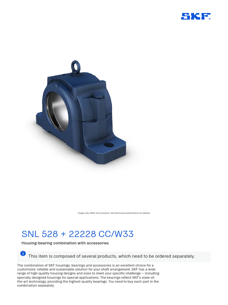 SNL 528 + 22228 CC - W33 - Housing Kits - SKF | PDF | Mechanical ...