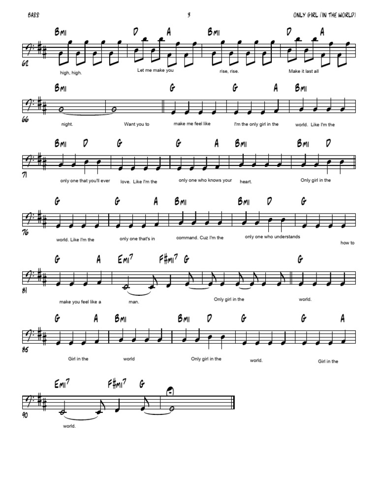 Only Girl (In The World) - Bass | PDF | Songs Written