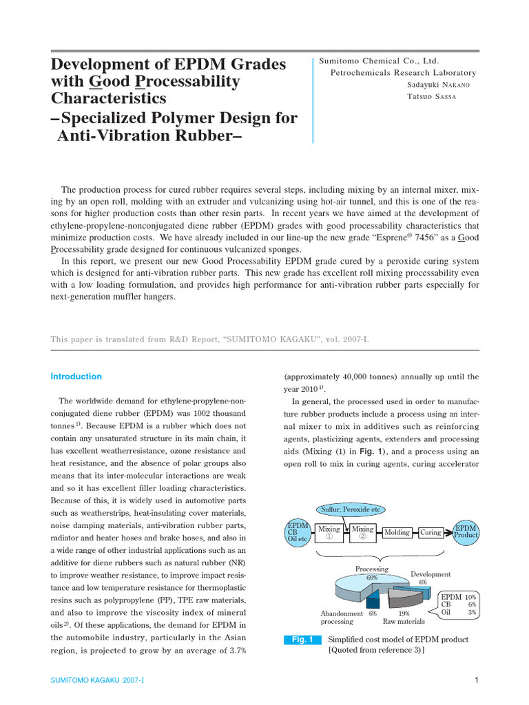 Development of EPDM Grades With Good Processability Characteristics ...