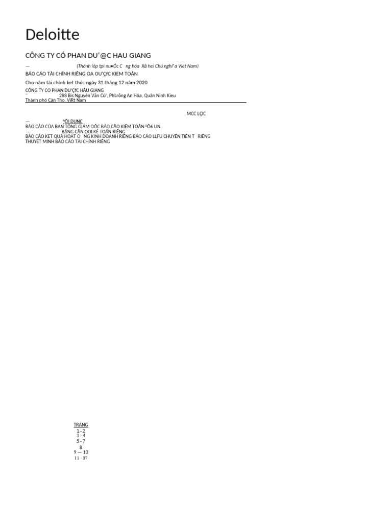 DHG - BCTC Rieng Kiem Toan_ 2020 | PDF